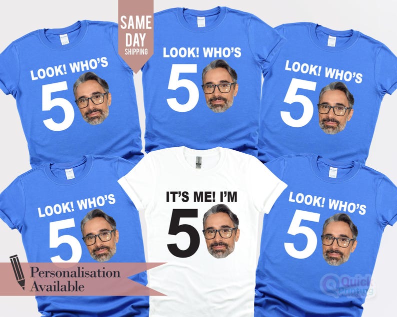 Look Who's Fifty, Custom 50th Birthday Photo Shirt, 50th Birthday Group ...
