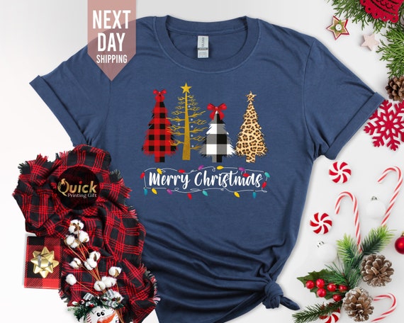 Ladies Christmas Tree Tshirt Merry Christmas Shirts Gifts for - Etsy UK