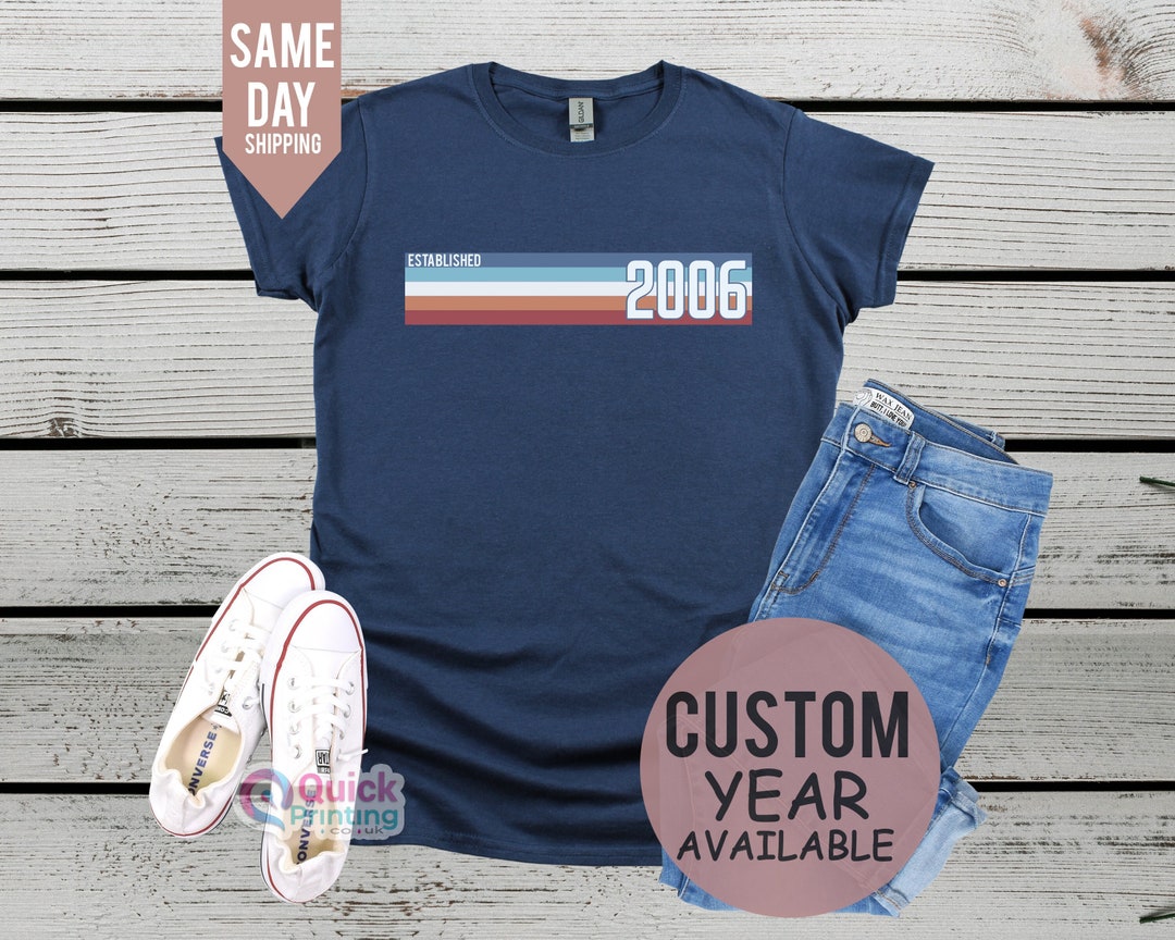 Established 2006, Mens 18th Birthday T-shirt, Custom Birthday Tshirt ...