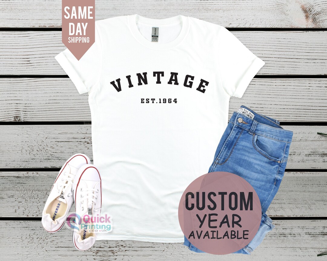 Vintage Est 1964, Vintage 1964 Birthday Tshirt UK, 60th Birthday Gift ...