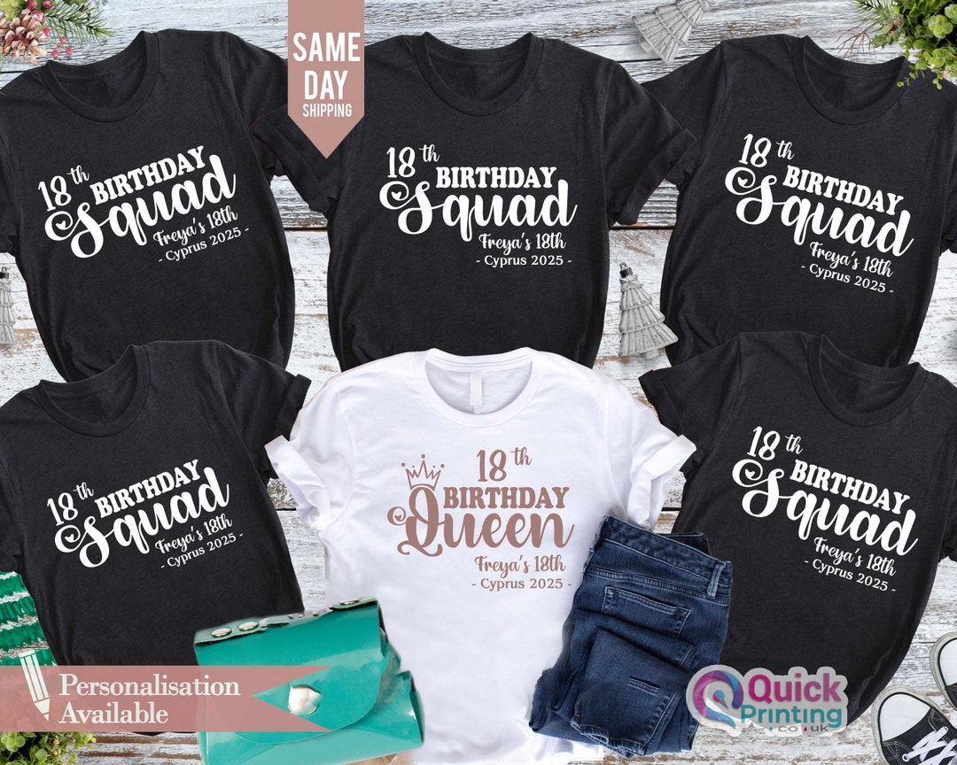 18th Birthday Queen, Girls 18th Birthday T-shirts 2025, Birthday Squad ...