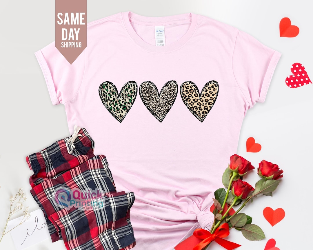 Leopard Print Valentines Day Shirt 2025, Leopard Heart Shirt, I Love ...