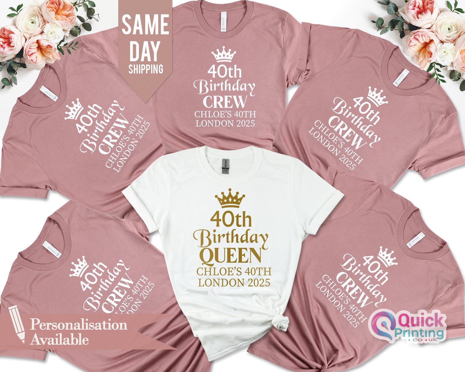 Personalized 40th Birthday Queen/crew Shirt: Soft Cotton Tee - Etsy