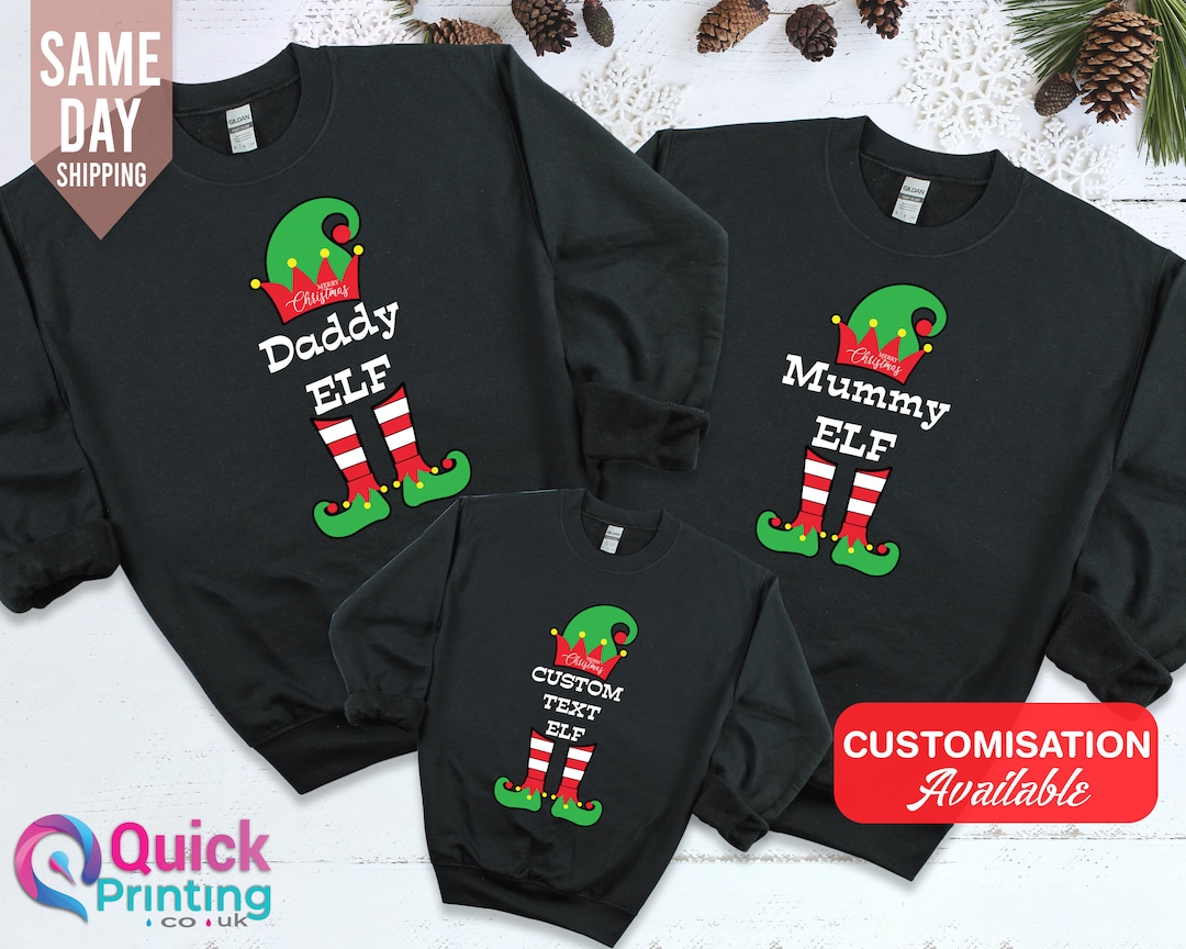 Personalised Elf Jumper Any Text Elf Sweater Elf Clothes Christmas Elf ...