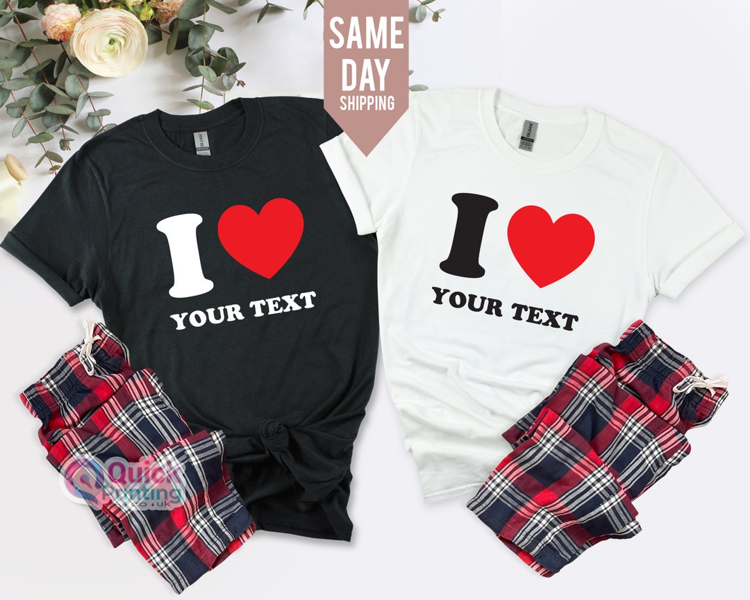 Personalised I Heart Shirt, Personalised I Love T-shirt, Heart Custom ...