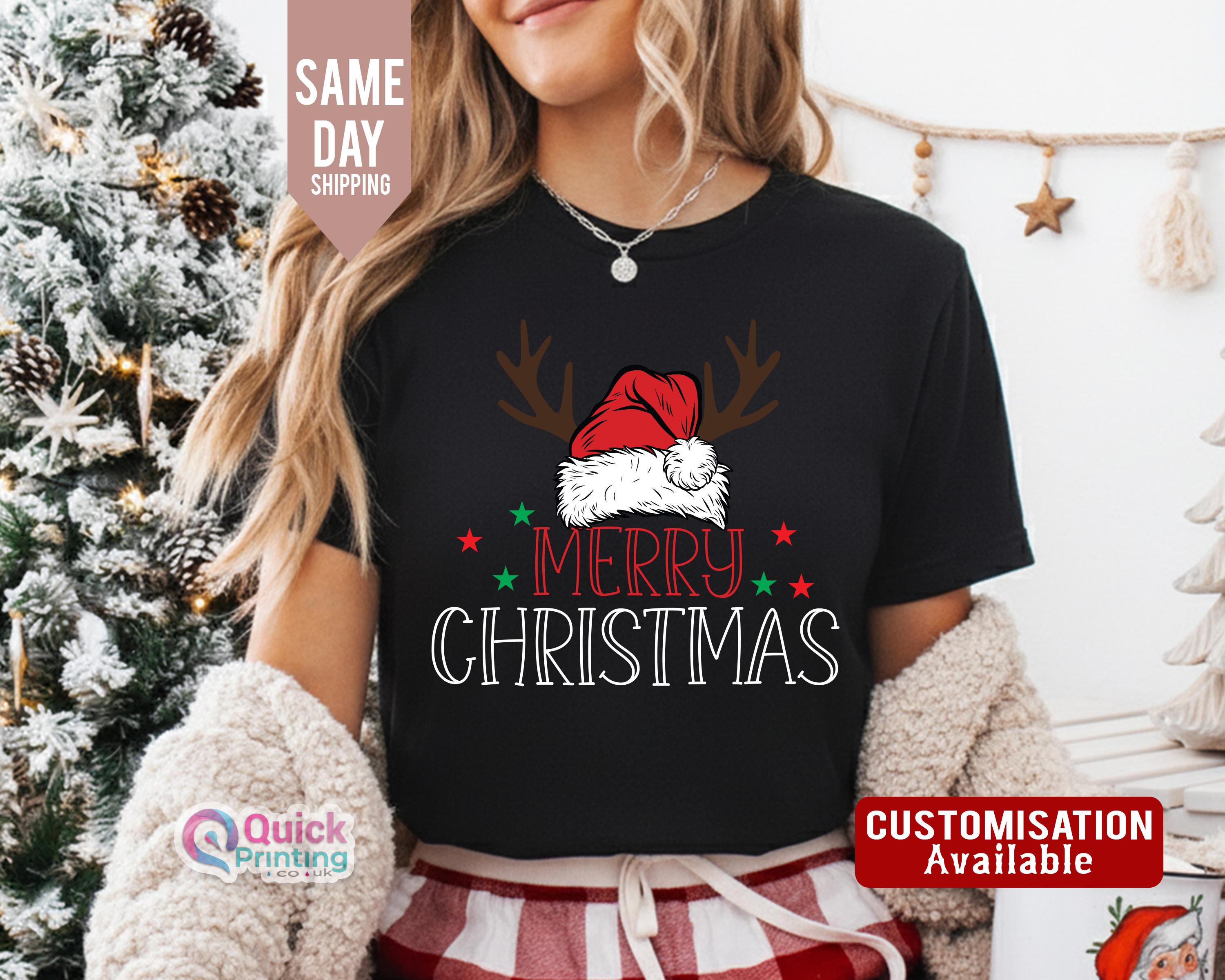 Santa Claus Reindeer T-shirt, Unisex Christmas Shirt, Merry Christmas ...