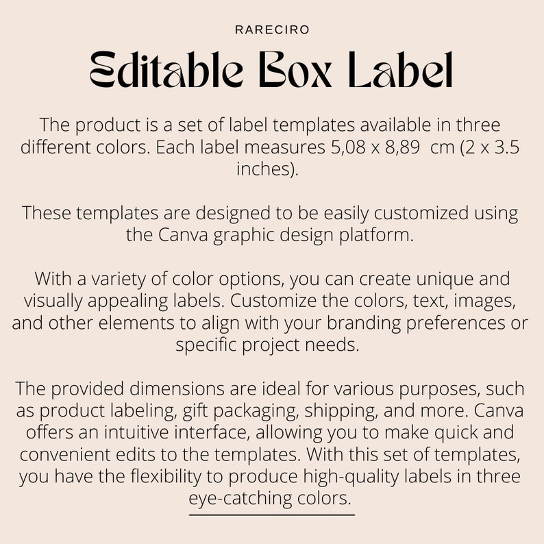 Customizable Box Label Template, Personalized Branded Packaging ...