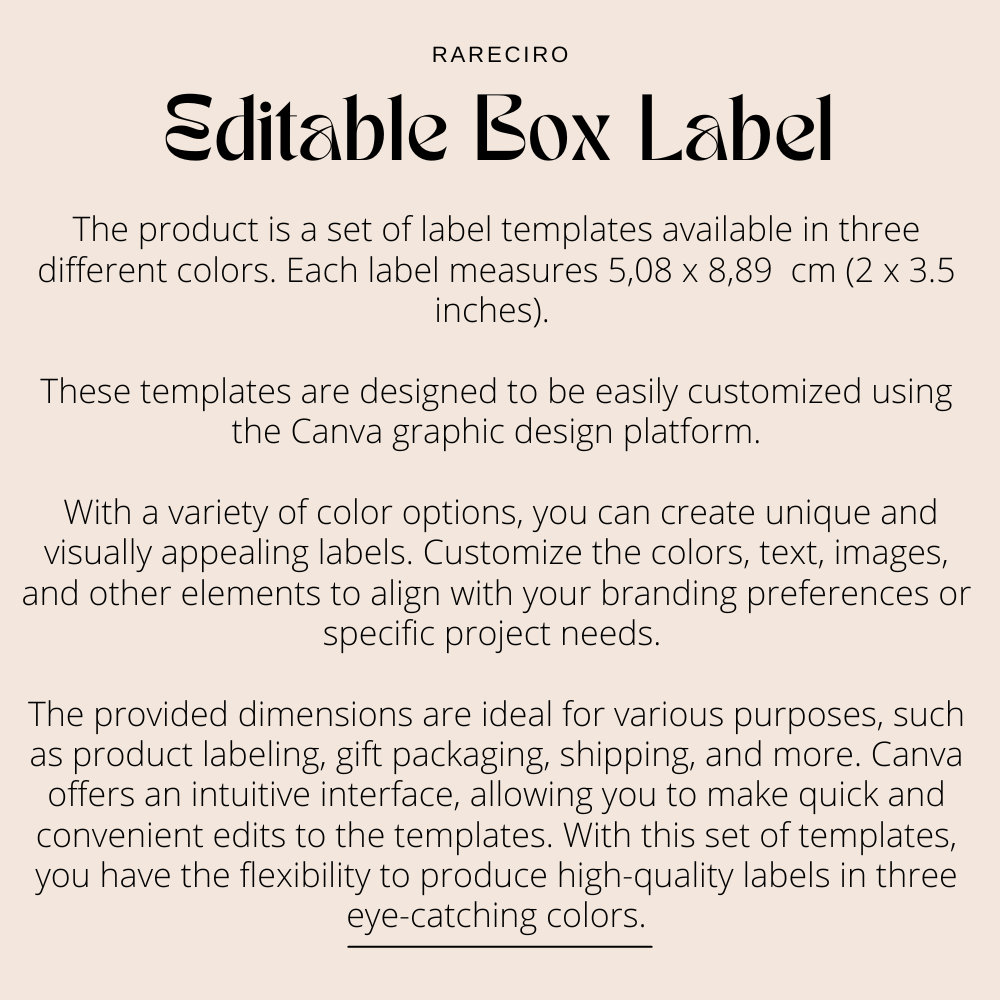 Customizable Box Label Template, Personalized Branded Packaging ...