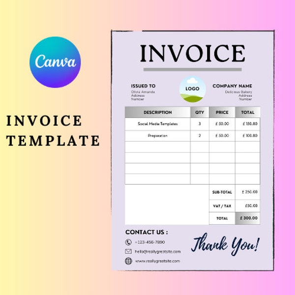 Canvas Invoice Template - Etsy