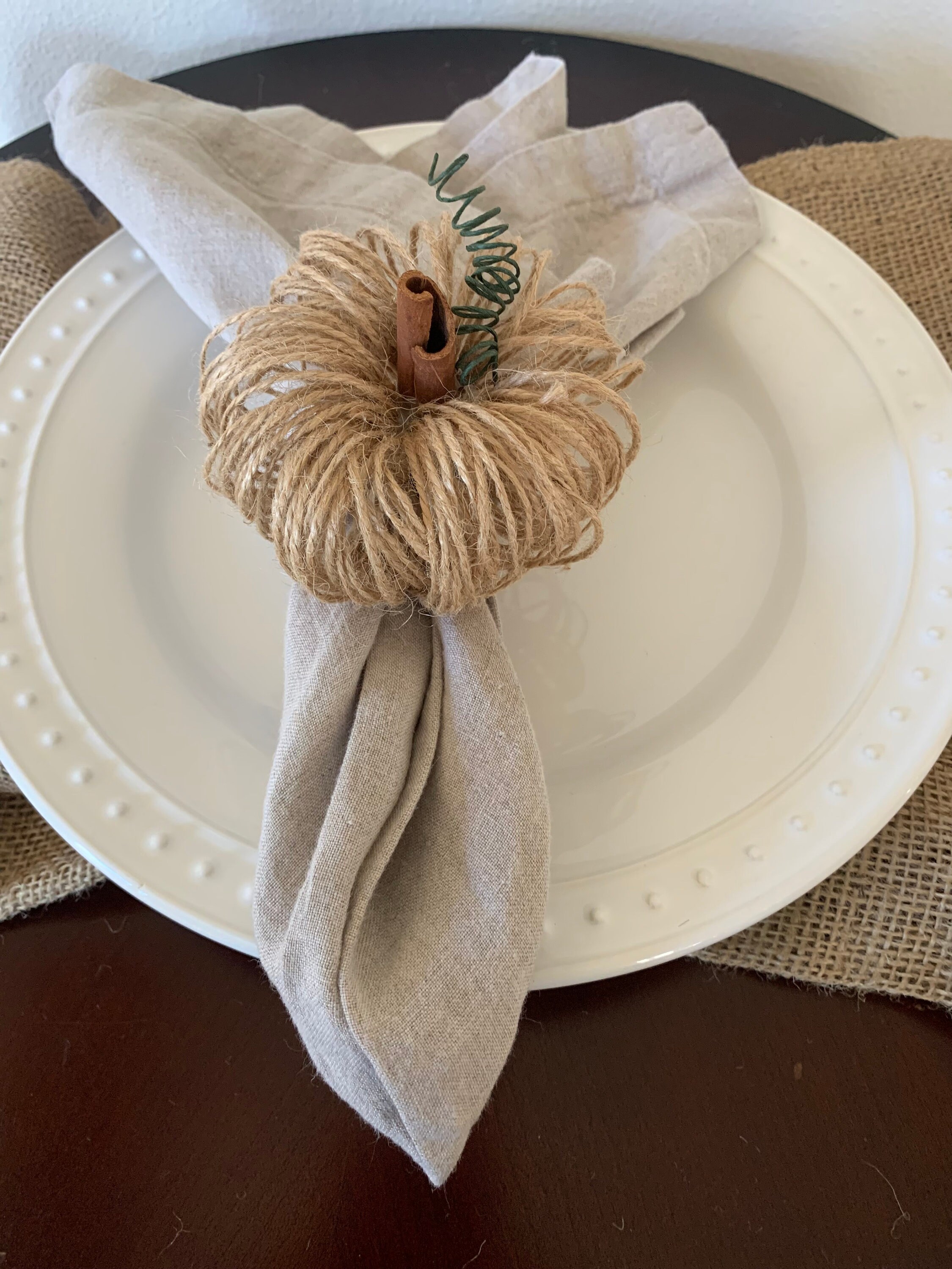 Twine Pumpkin Napkin Rings, Set of 4 - Etsy