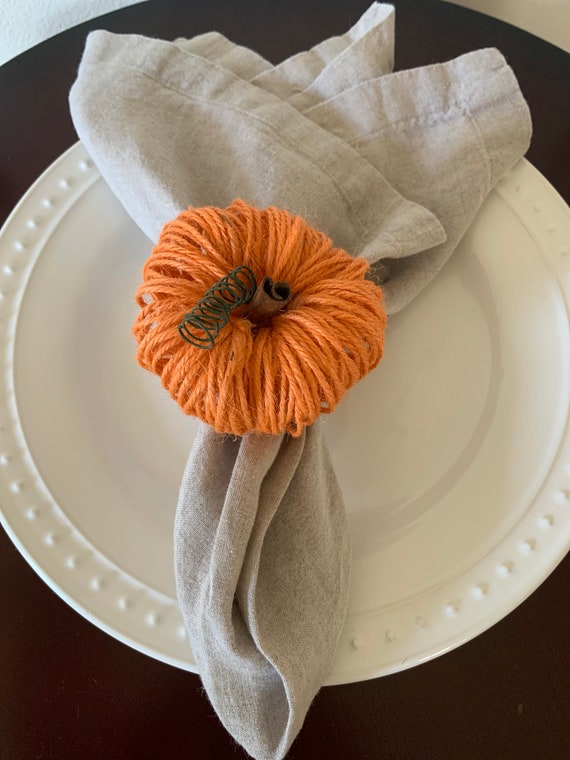 Twine Pumpkin Napkin Rings Set of 4 - Etsy