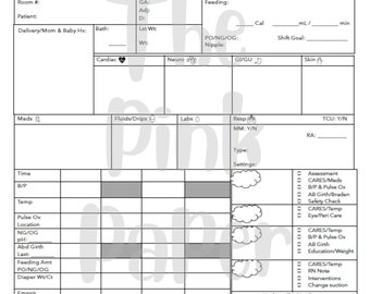 NICU Vertical Report Sheet - Etsy