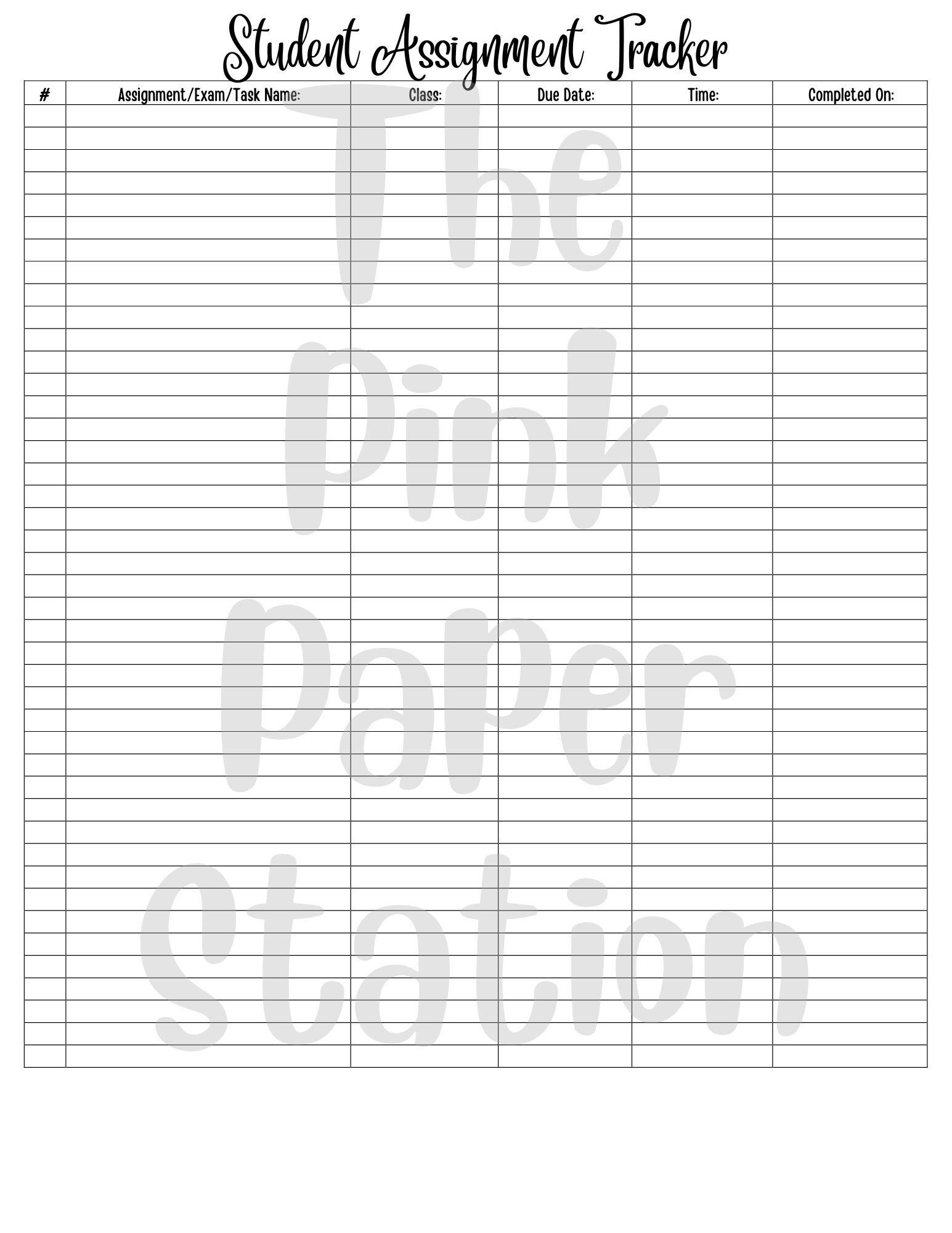 Student Assignment Tracker - Etsy