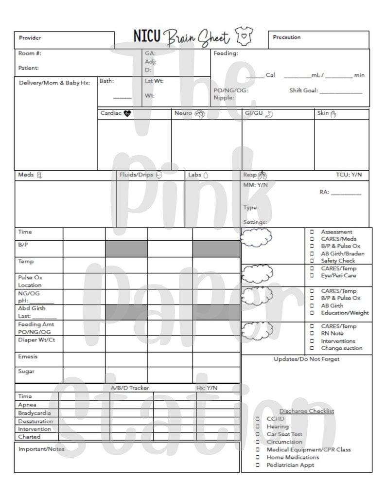 NICU Report Sheet - Etsy