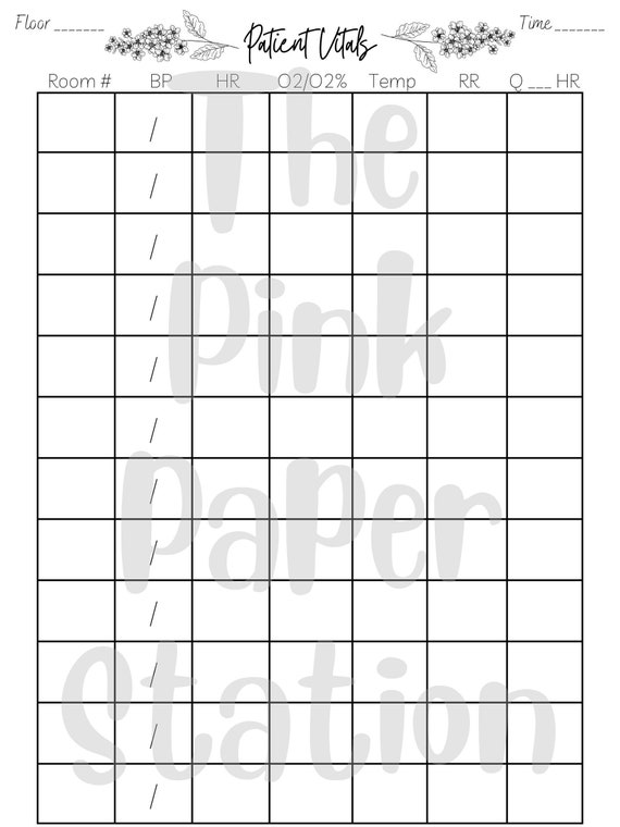 Patient Vitals Sheet - Etsy