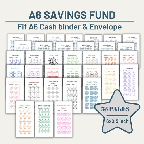 Savings Challenge Printable Savings Challenge Bundle A6 - Etsy