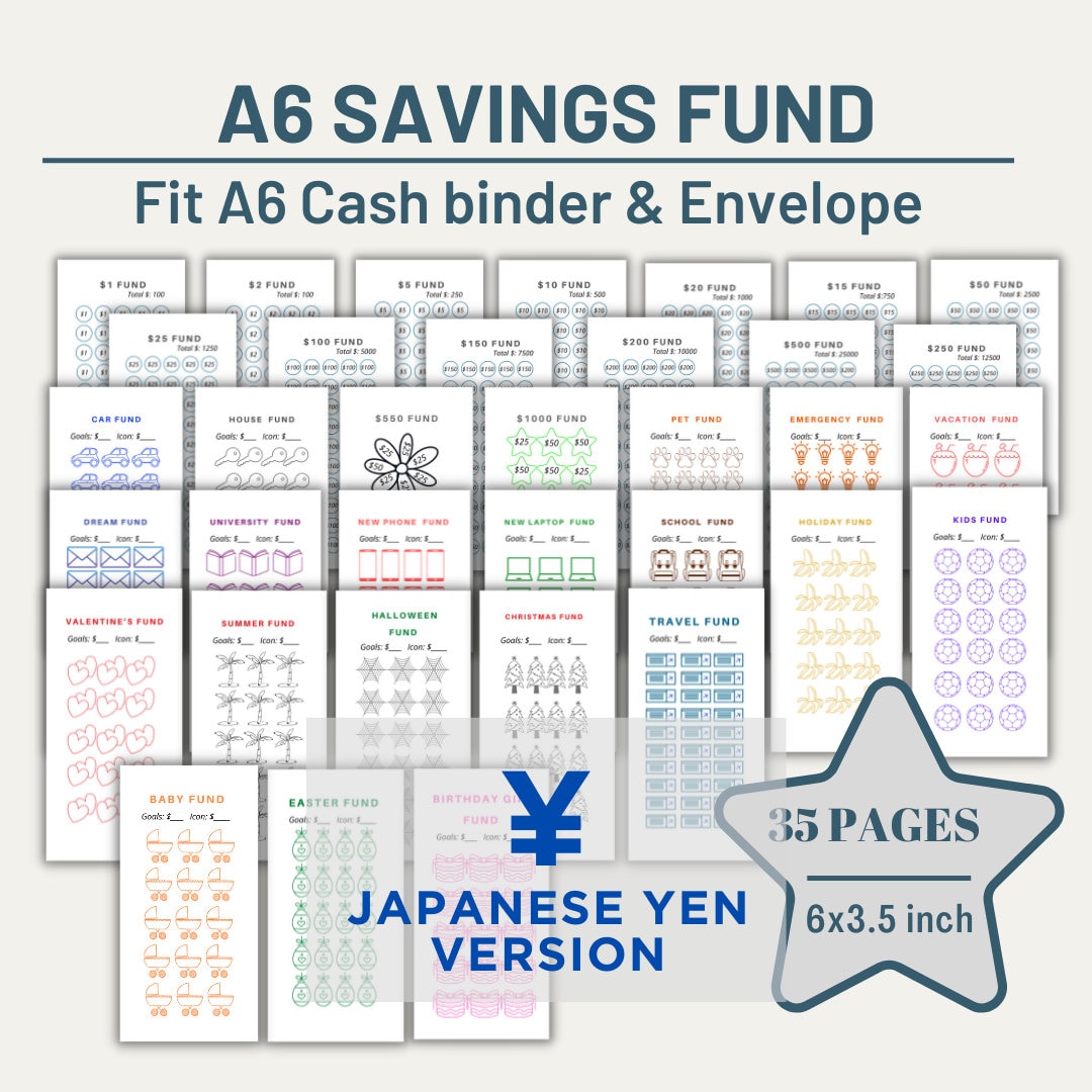 A6 Savings Challenge, Japanese Yen, Finance Planner (printable PDF) - Etsy