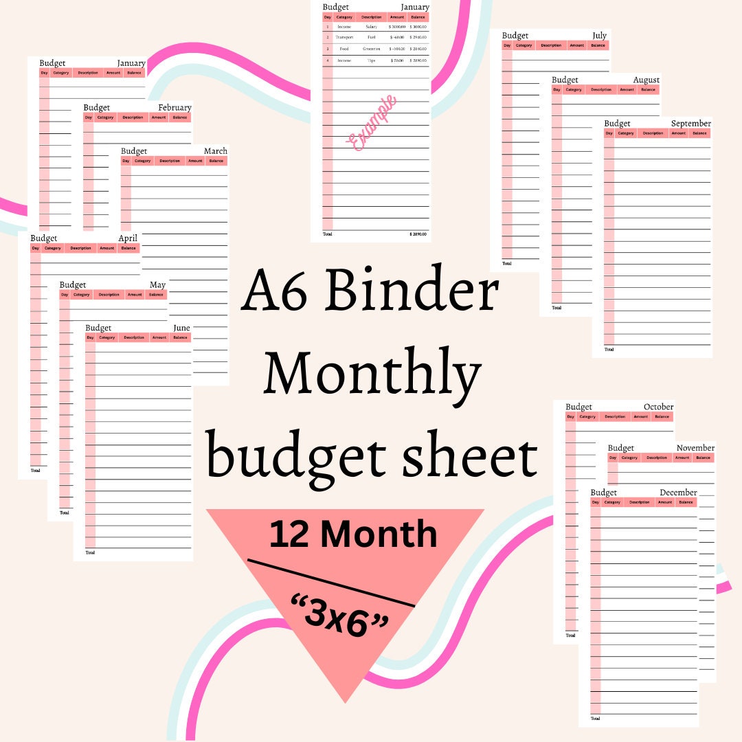A6 Monthly Budget Planner - Etsy