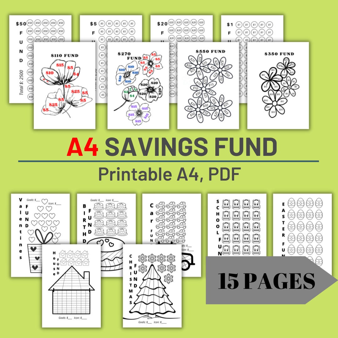 A4 Savings Funds Bundle, Printable Savings Challenge, A4 Finance ...