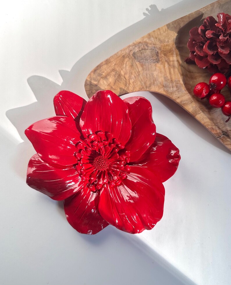 Beautiful Ruby Red Resin Flower Wall Decor - Etsy
