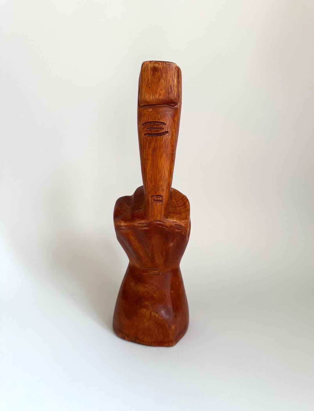 Mid Century Modern Danish Design Solid Teak Wood Middle Finger Fist ...