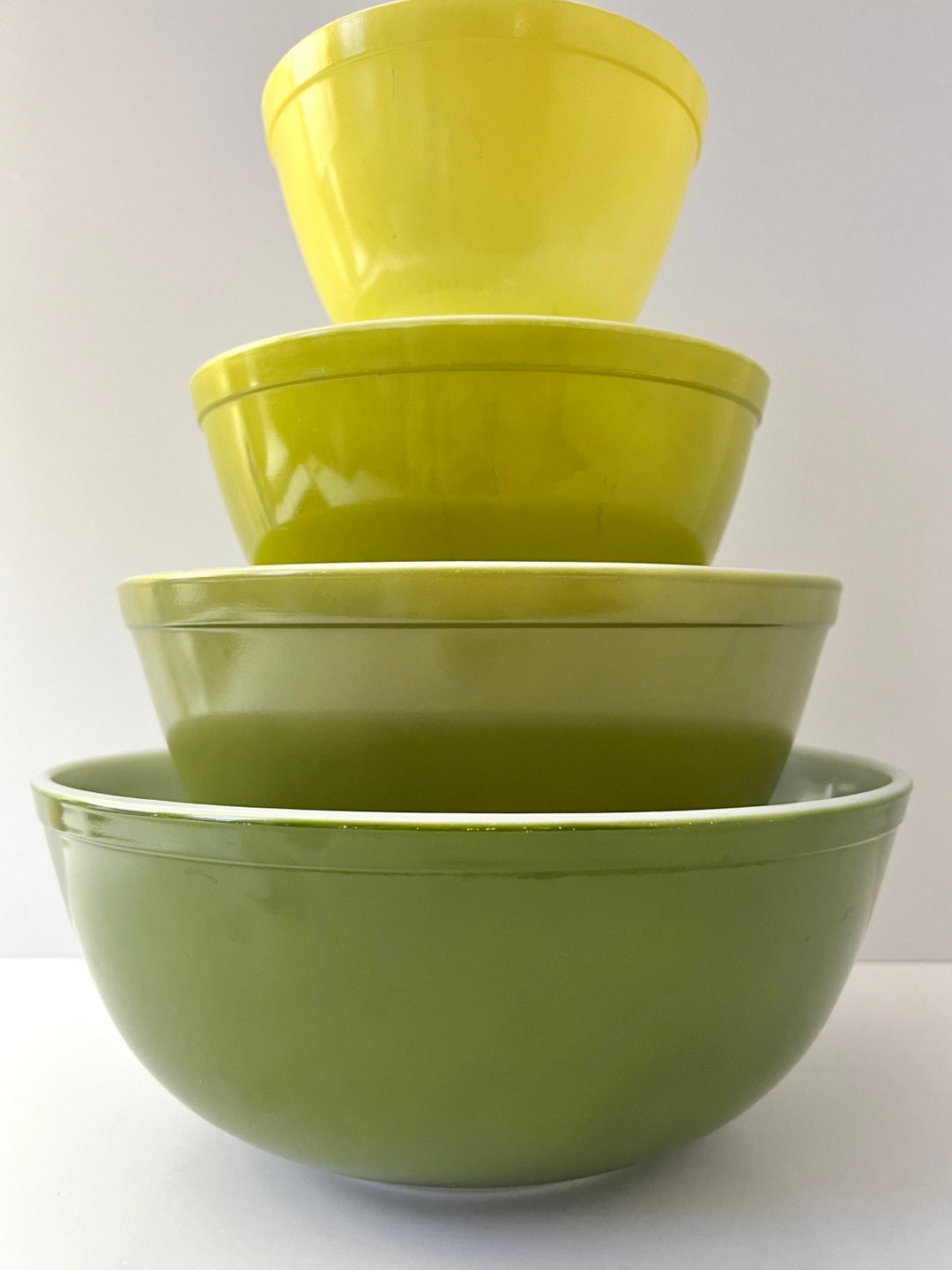 Vintage Pyrex Verde Green Full Set of 4 Mixing Bowls Vintage 401 402 ...