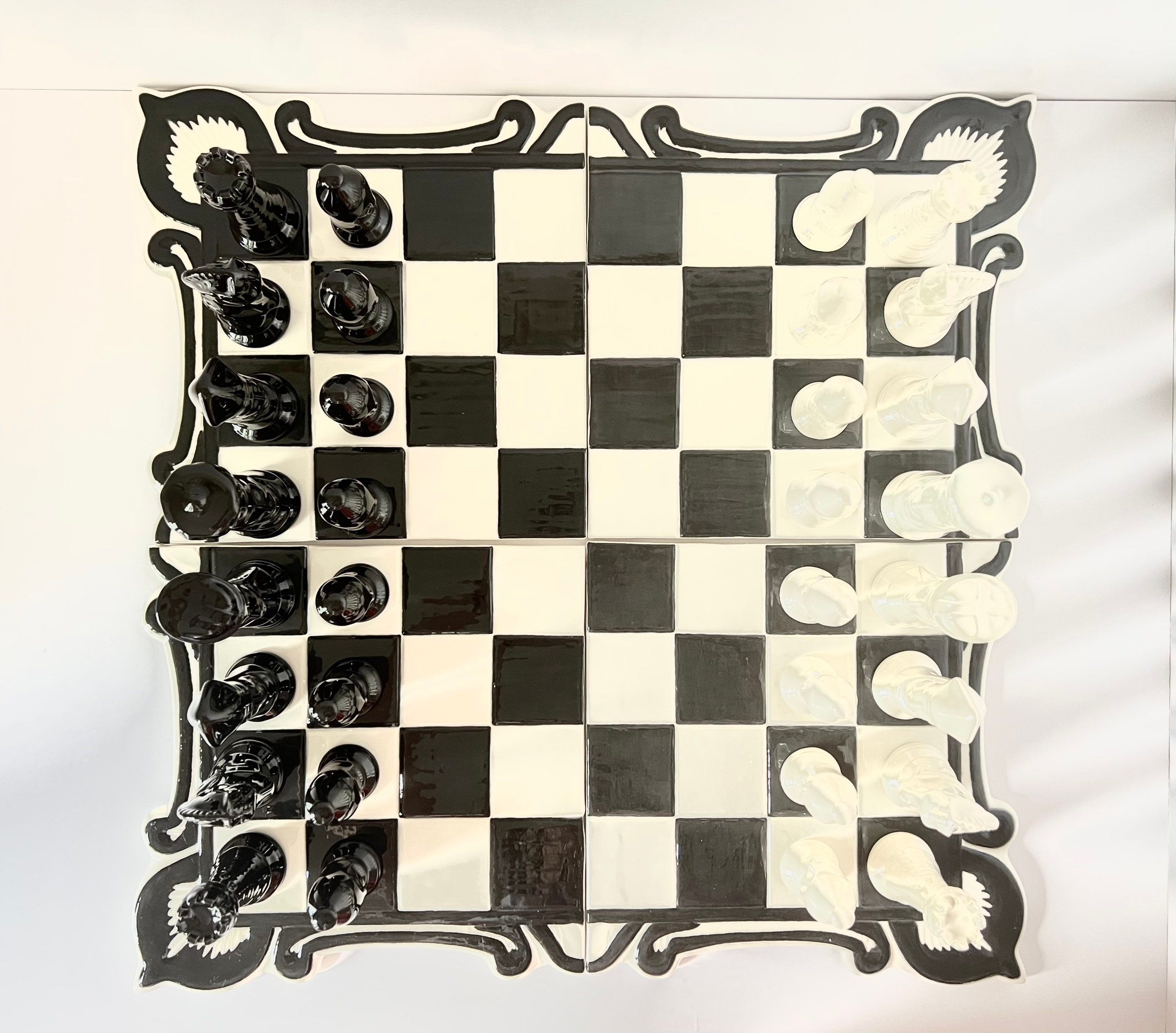 Original Vintage Scioto Ceramics Chess Set Board 32 Chess Pawns / Board ...