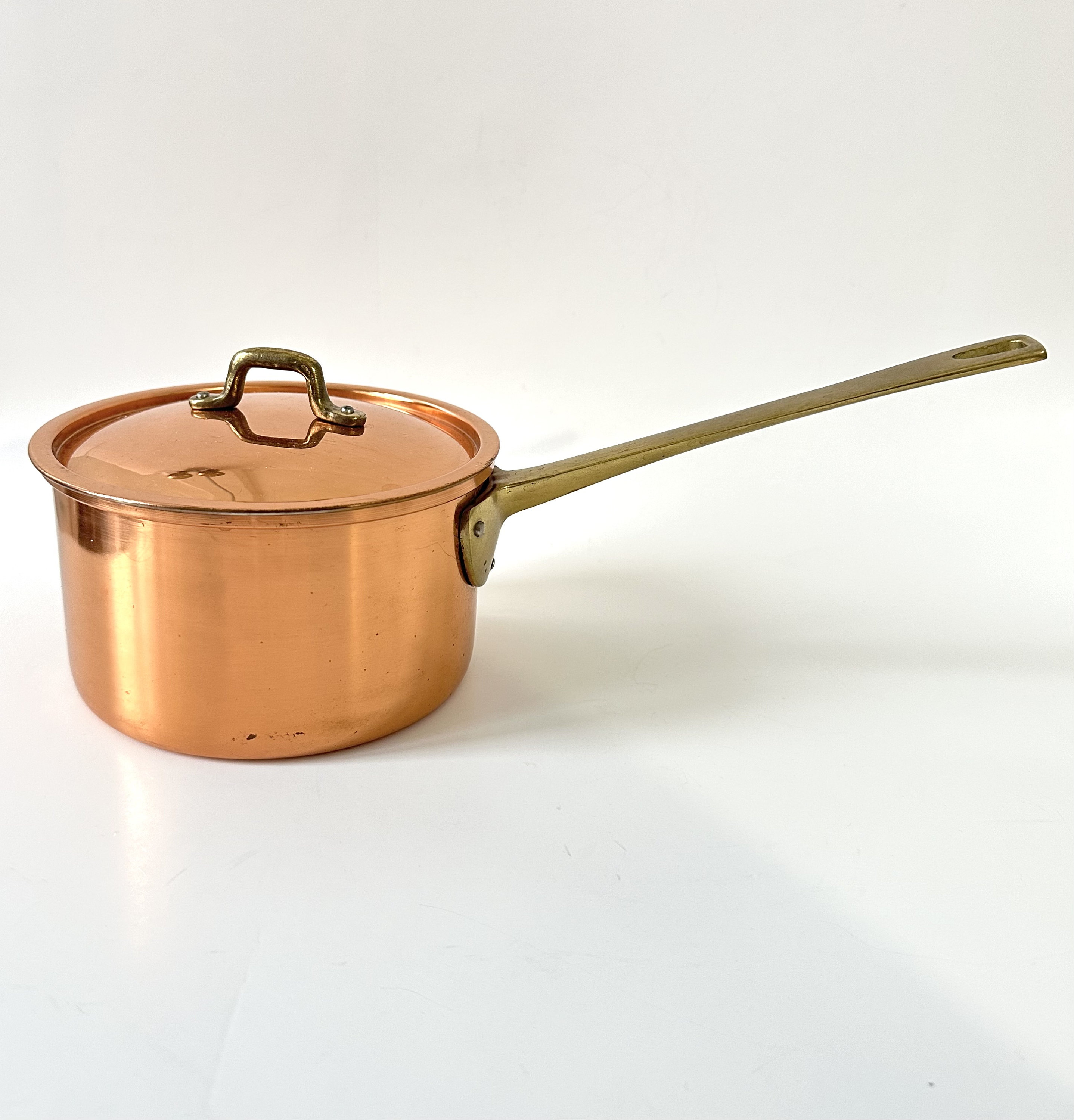 Small Copper Pan With Lid Made in Korea Sauce Pan With Brass Handle ...