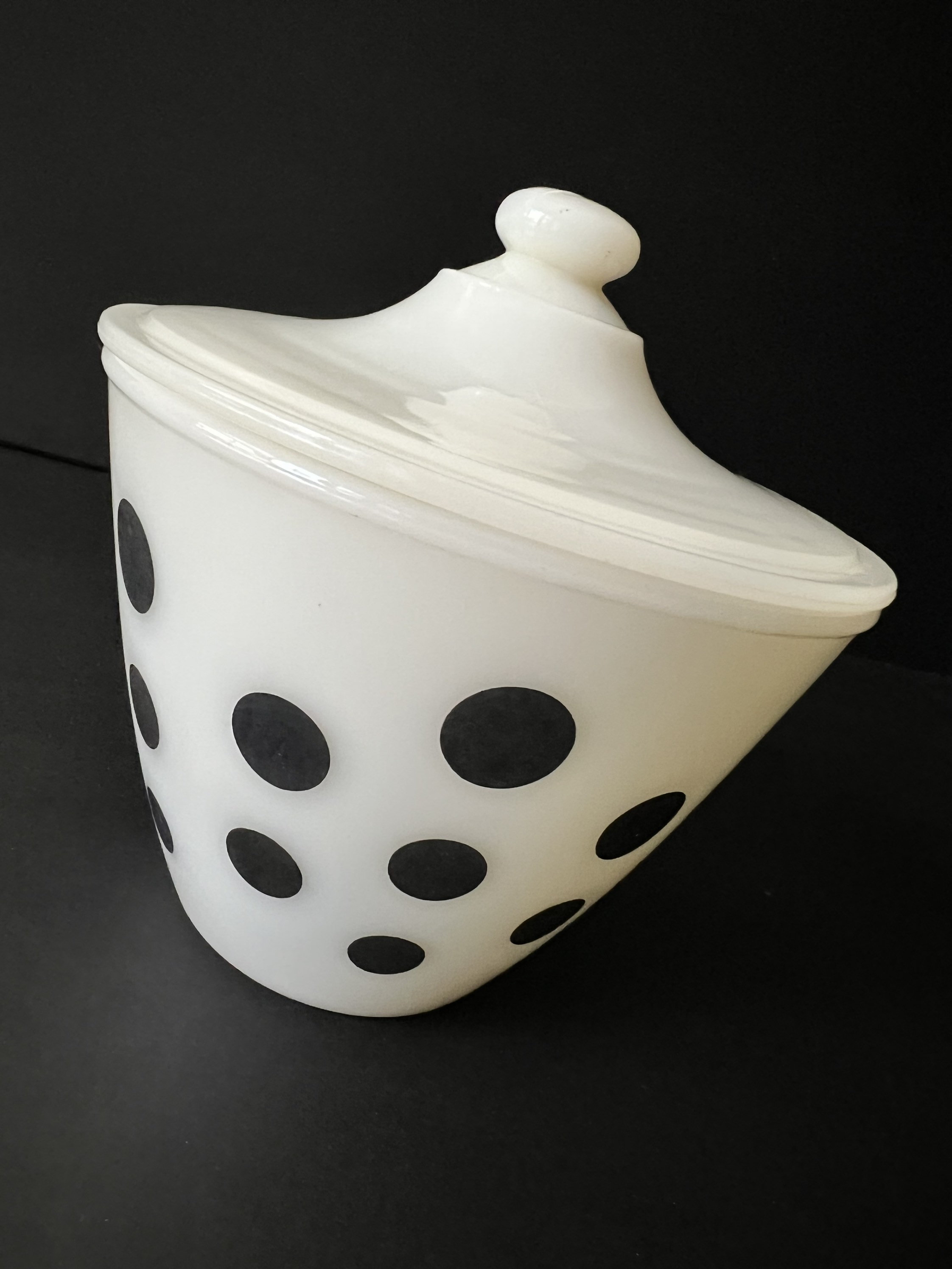 Rare Vintage Fire King Black Polka Dots Jar With Lid Retro - Etsy