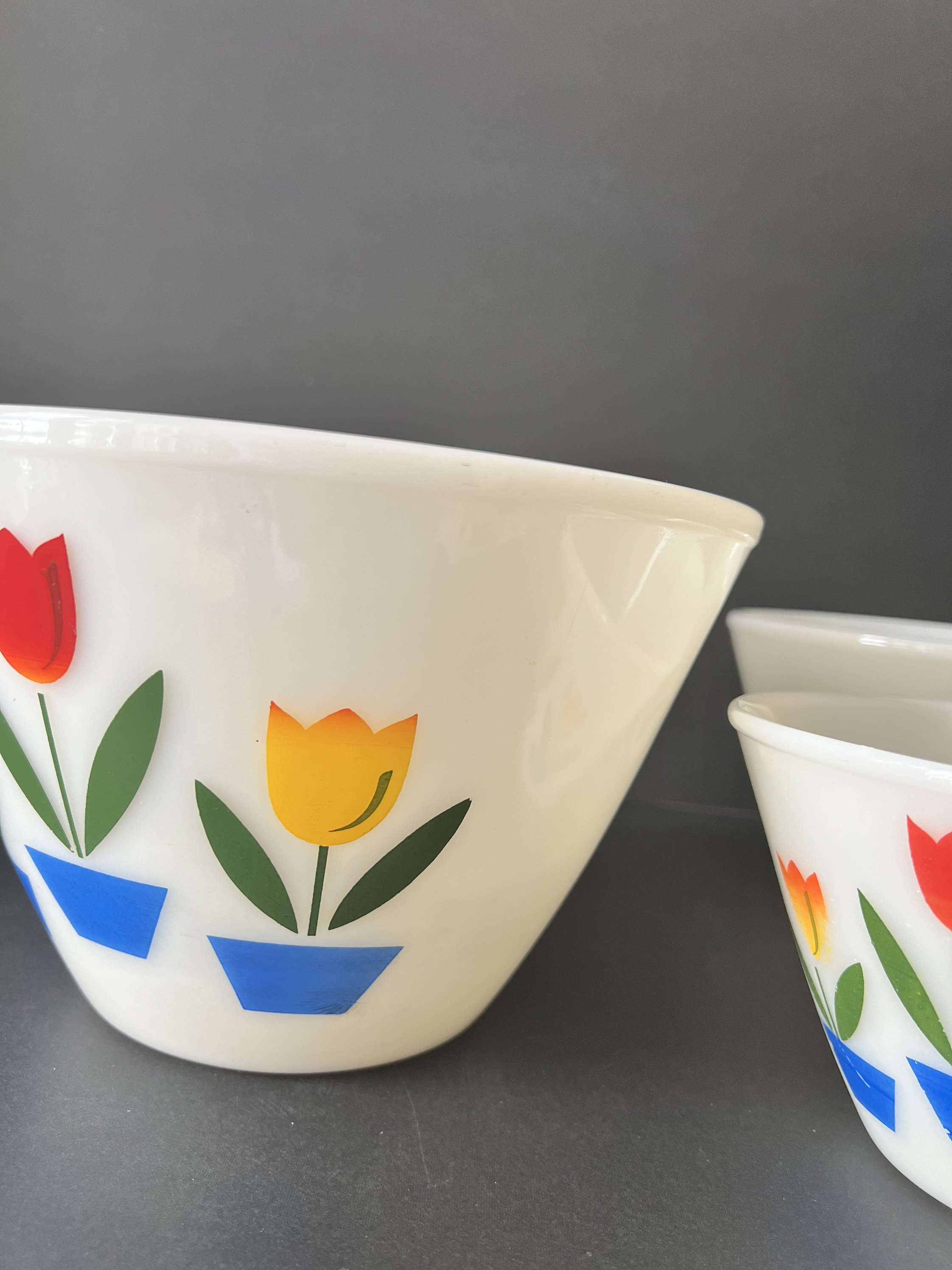 Vintage Fire King Tulip Set Mint Ivory Mixing Bowls Set of 3 - Etsy