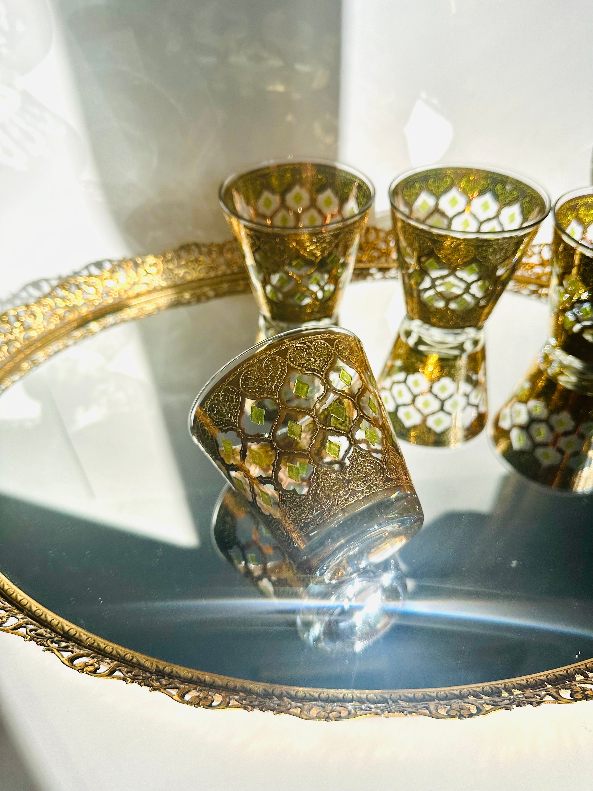 Vintage 22K Gold VALENCIA Culver Glasses Lowball Glasses Retro Modern ...