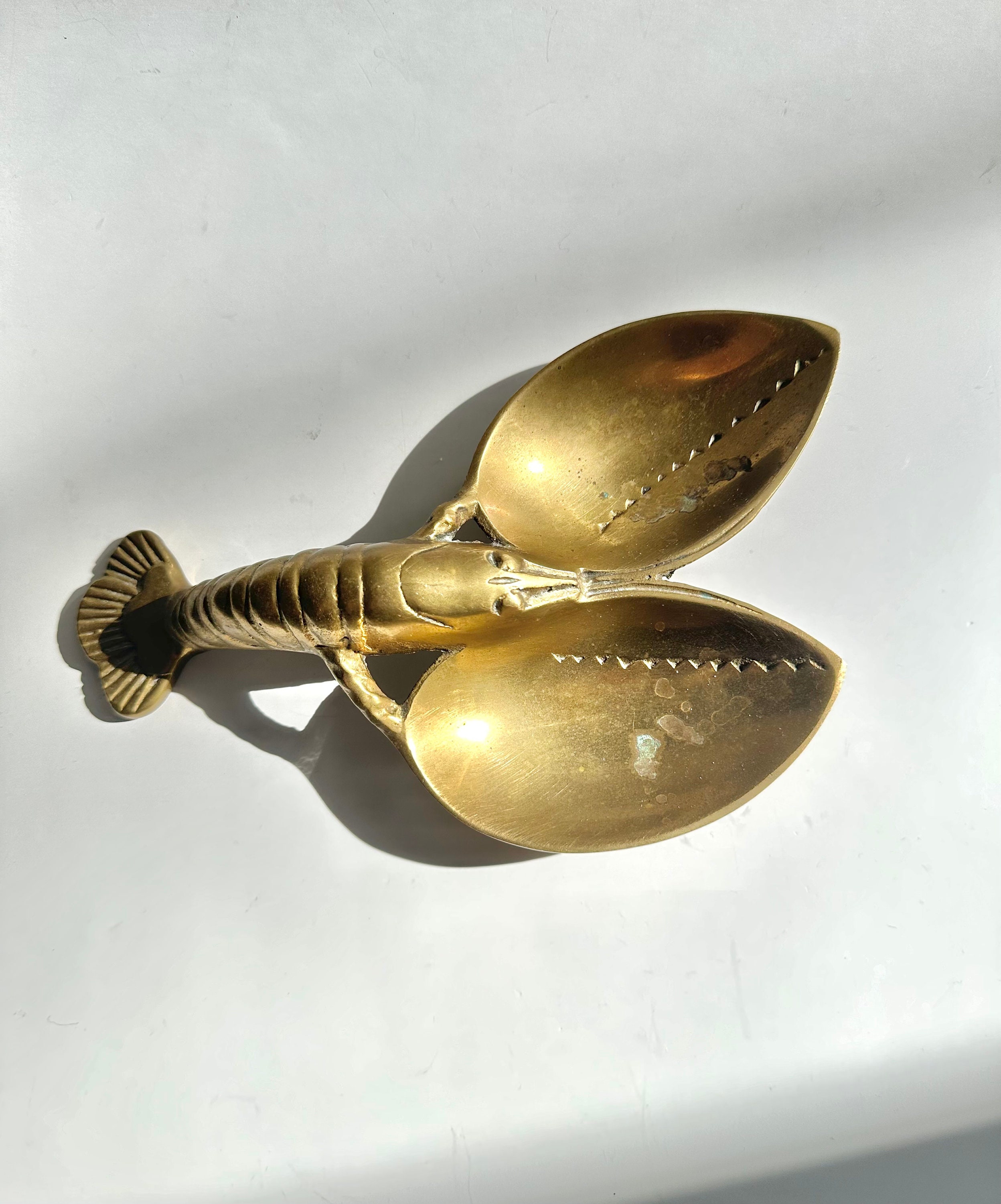 20th Century Solid Brass Lobster Tray Bowl Catch-all Large Brass ...