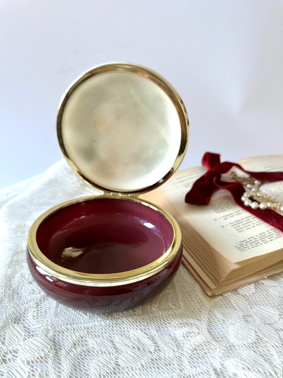 Vintage Italian Burgundy and Ivory Alabaster Marble T… - Gem