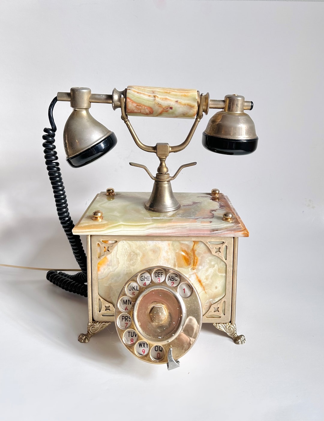 Vintage Italian 24k Gold Plated Carrara Marble Rotary Phone | Antique ...