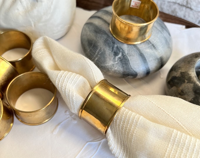 Vintage Brass Napkin Holders | Napkin Rings | Retro Modern Table Decoration | Set of 6 - Etsy