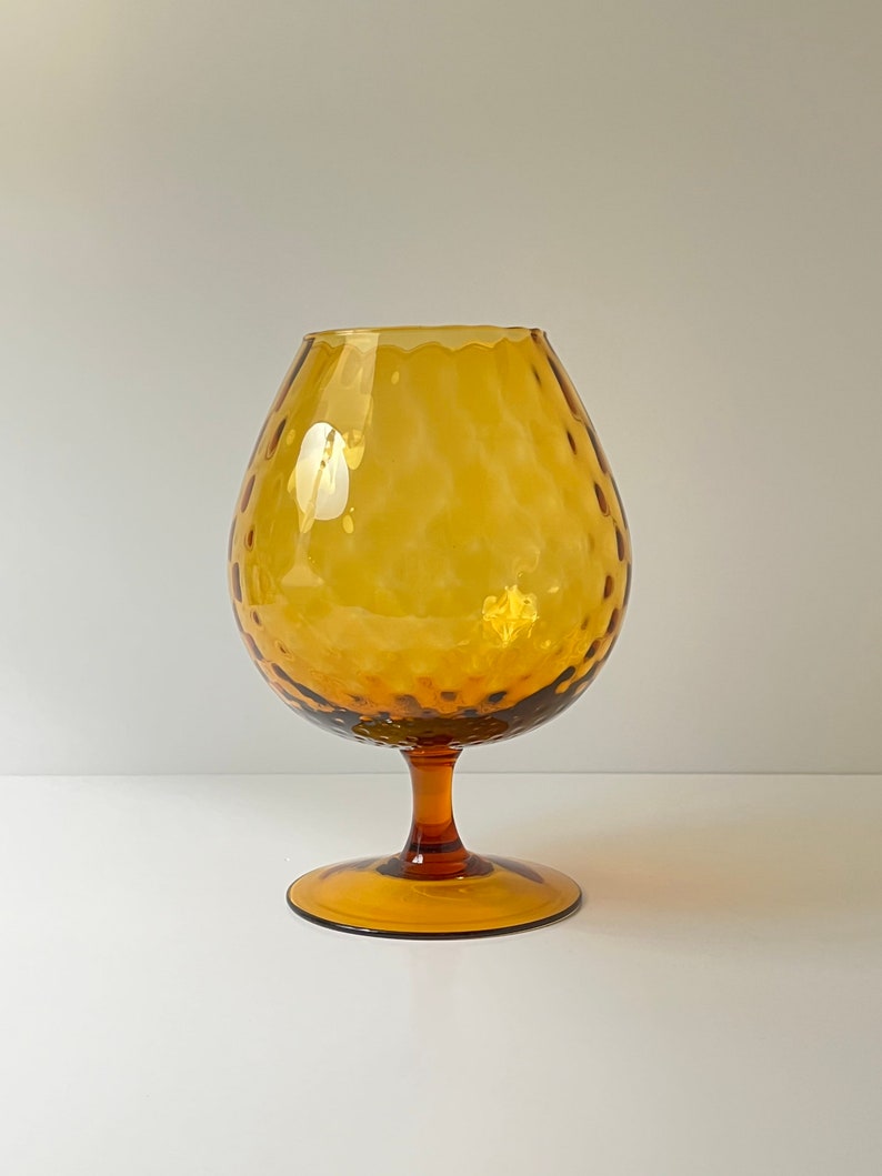 Vintage Italian 1960's Grand MCM Amber Empoli Optic Glass Balloon ...