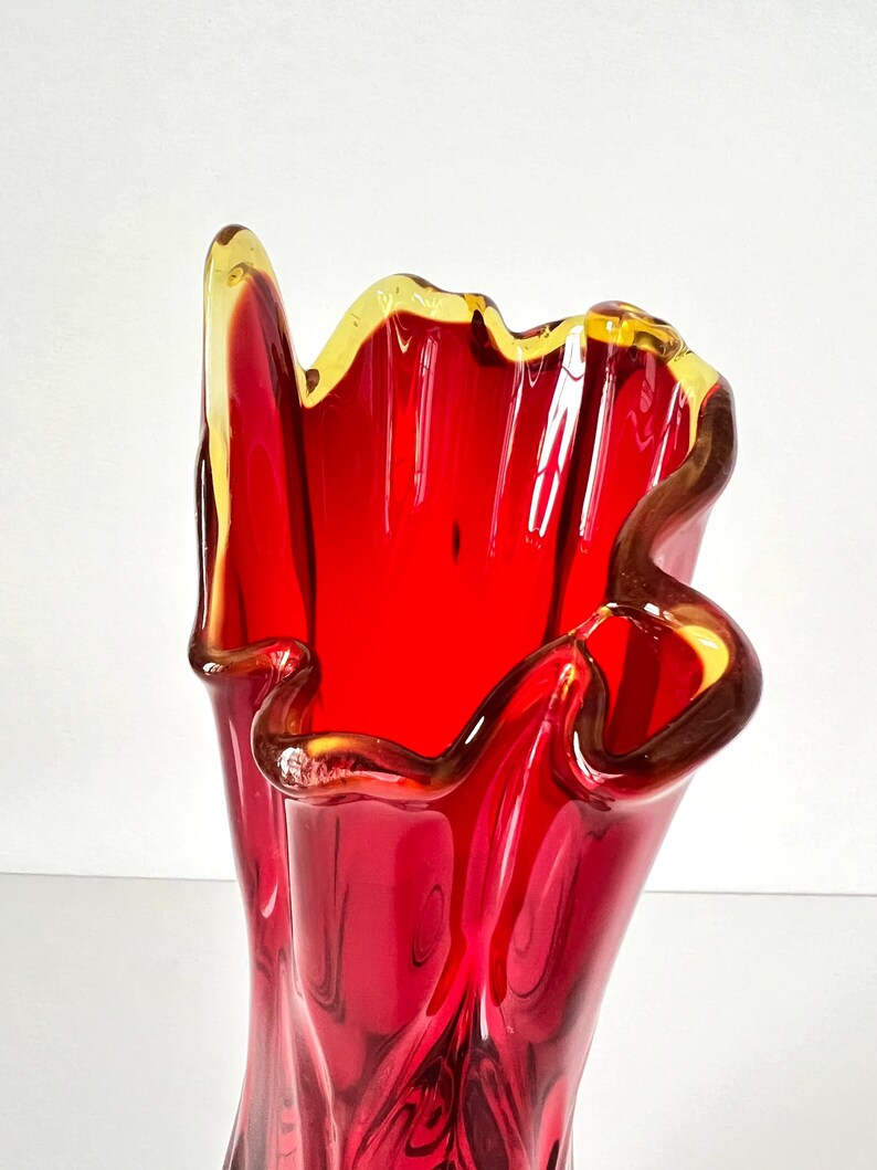 Epic Viking Collection Red Orange Persimmon Drape Vase | MCM Viking ...