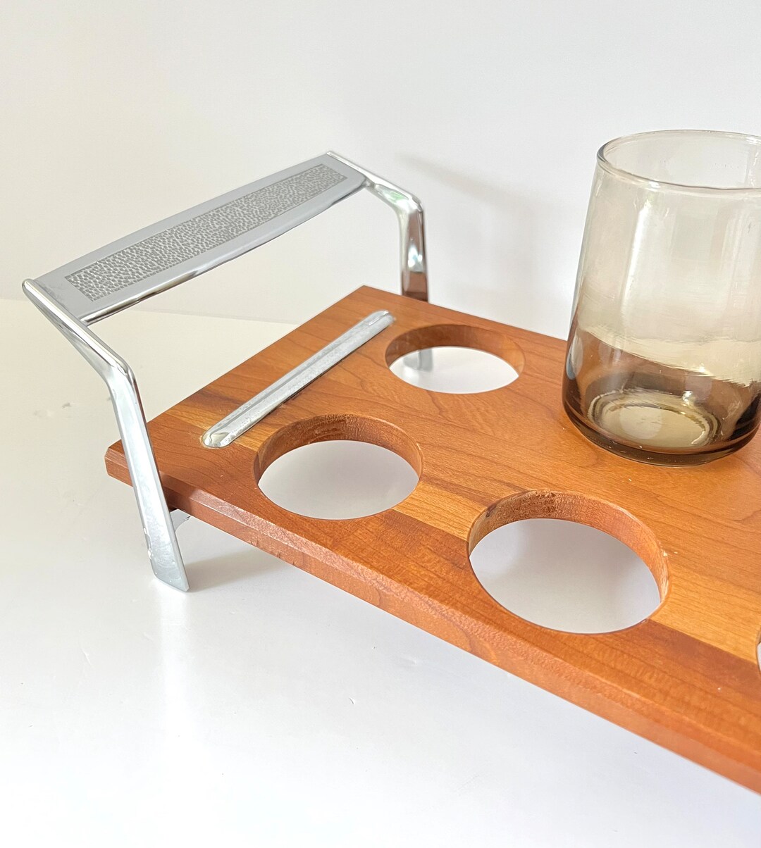 Vintage Wooden Beer Flight Board | Wine Cocktail Lager Tray |MCM ...
