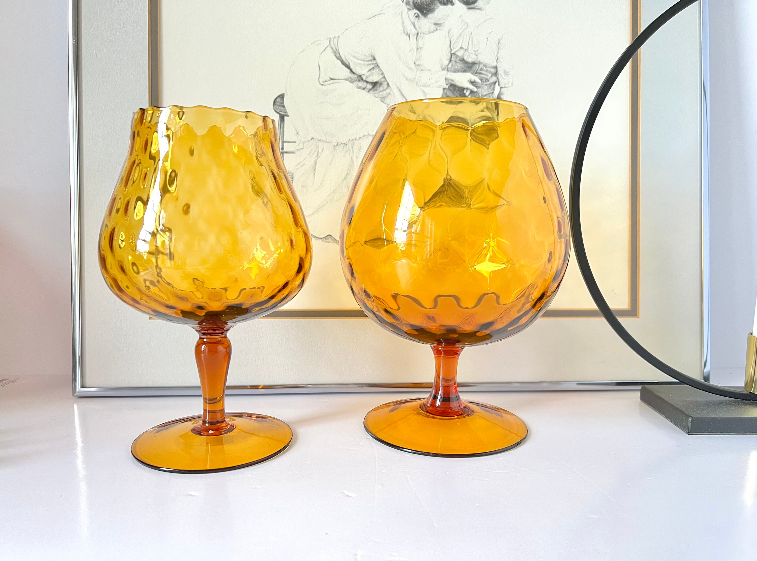 Vintage Italian 1960's Grand MCM Amber Empoli Optic Glass Balloon ...