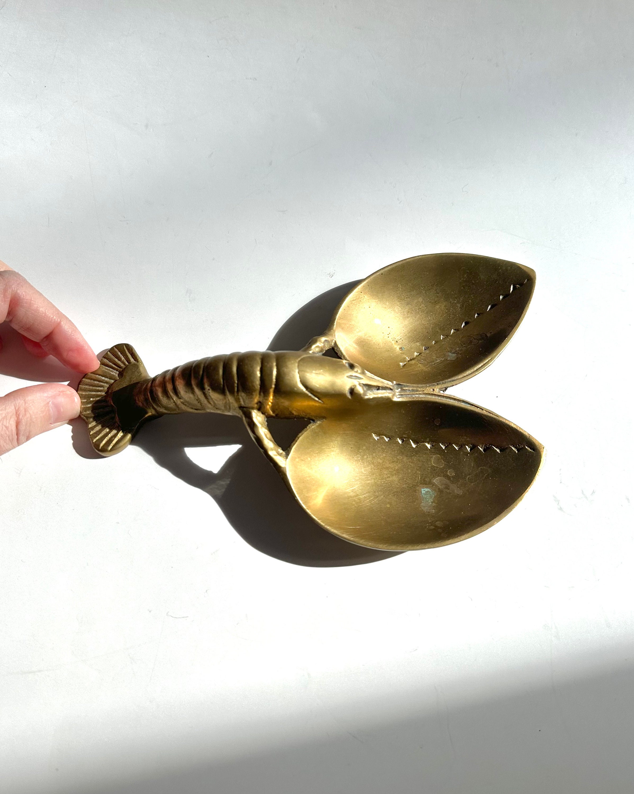 20th Century Solid Brass Lobster Tray Bowl Catch-all Large Brass ...