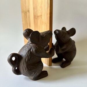 Vintage Heavy Cast Iron Mouse Sitting Upright With Paws Positioned to ...