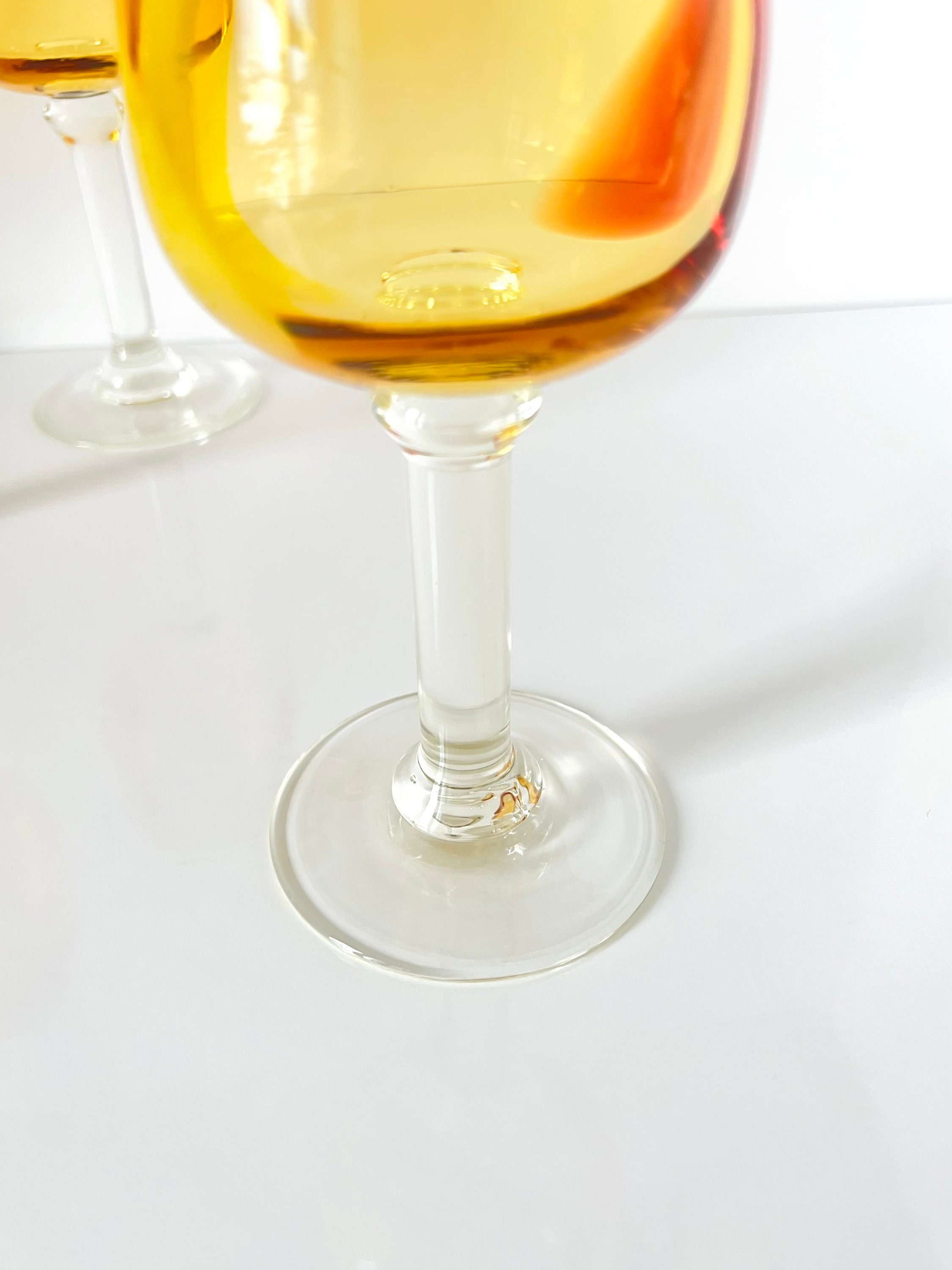 Vintage Hand Blown Wine Glasses Amberina Hand Blown Cocktail Etsy