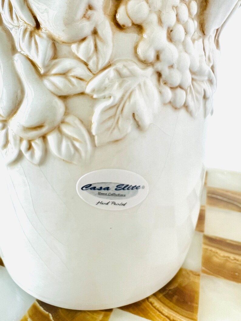 Vintage Large Ceramic Pitcher With Fruits Pattern Vintage Boho Kitchen ...