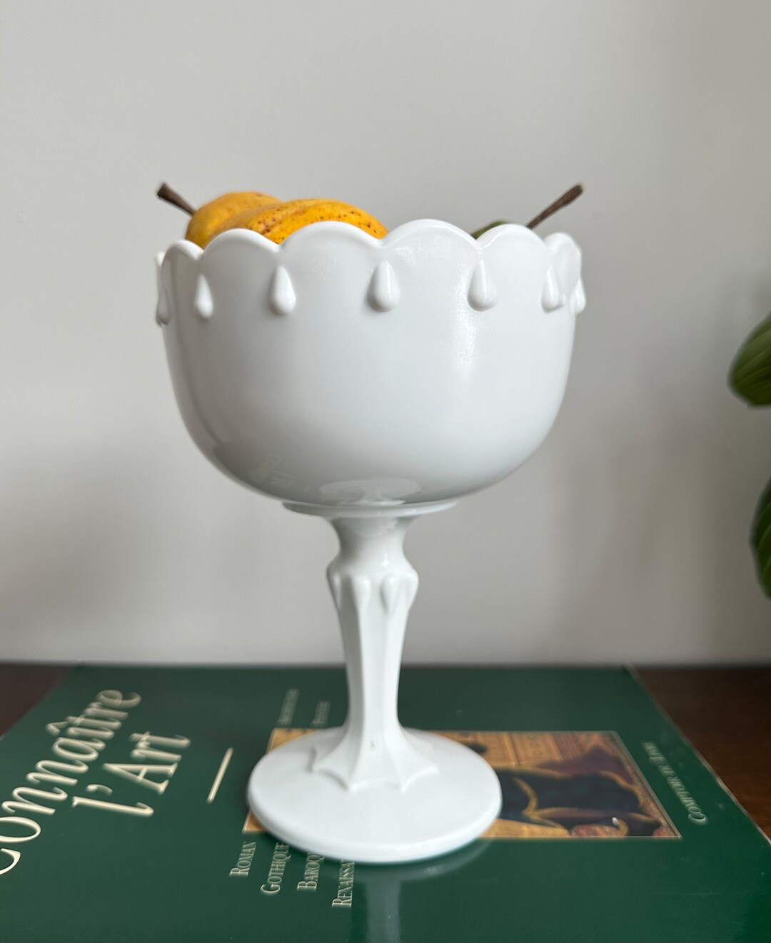 Vintage White Indiana Glass Compote Bowl | Milk Glass Pedestal Compote ...