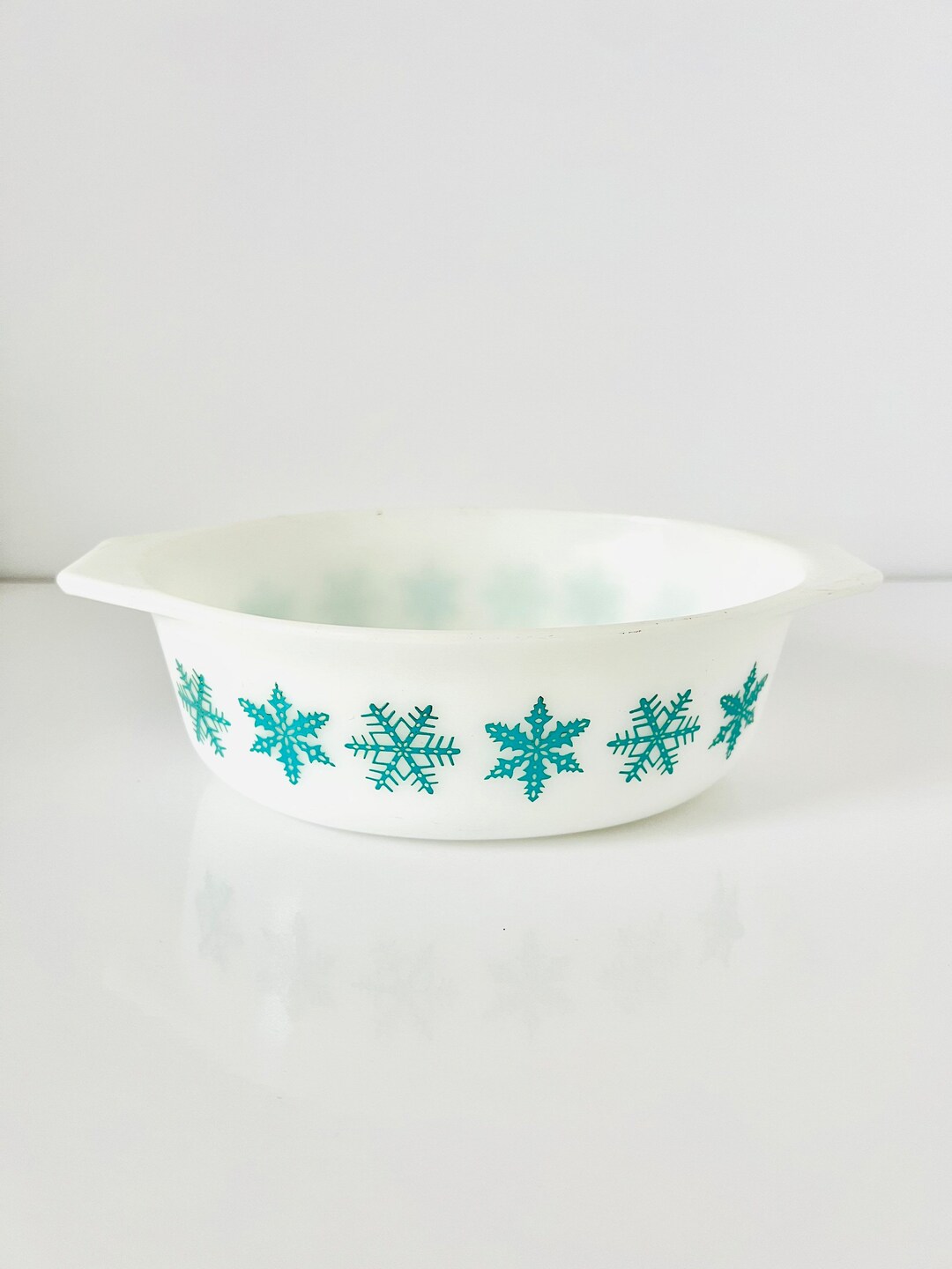 1960's Turquoise Snowflake Pyrex 1.5 Qt Handled Casserole Dish #043 ...