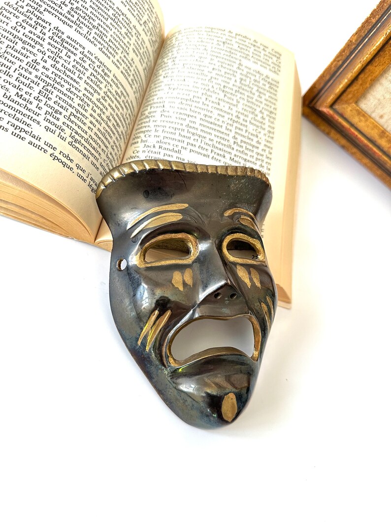 Vintage Solid Brass Theater Mask | Vintage Tragedy and Comedy Wall ...