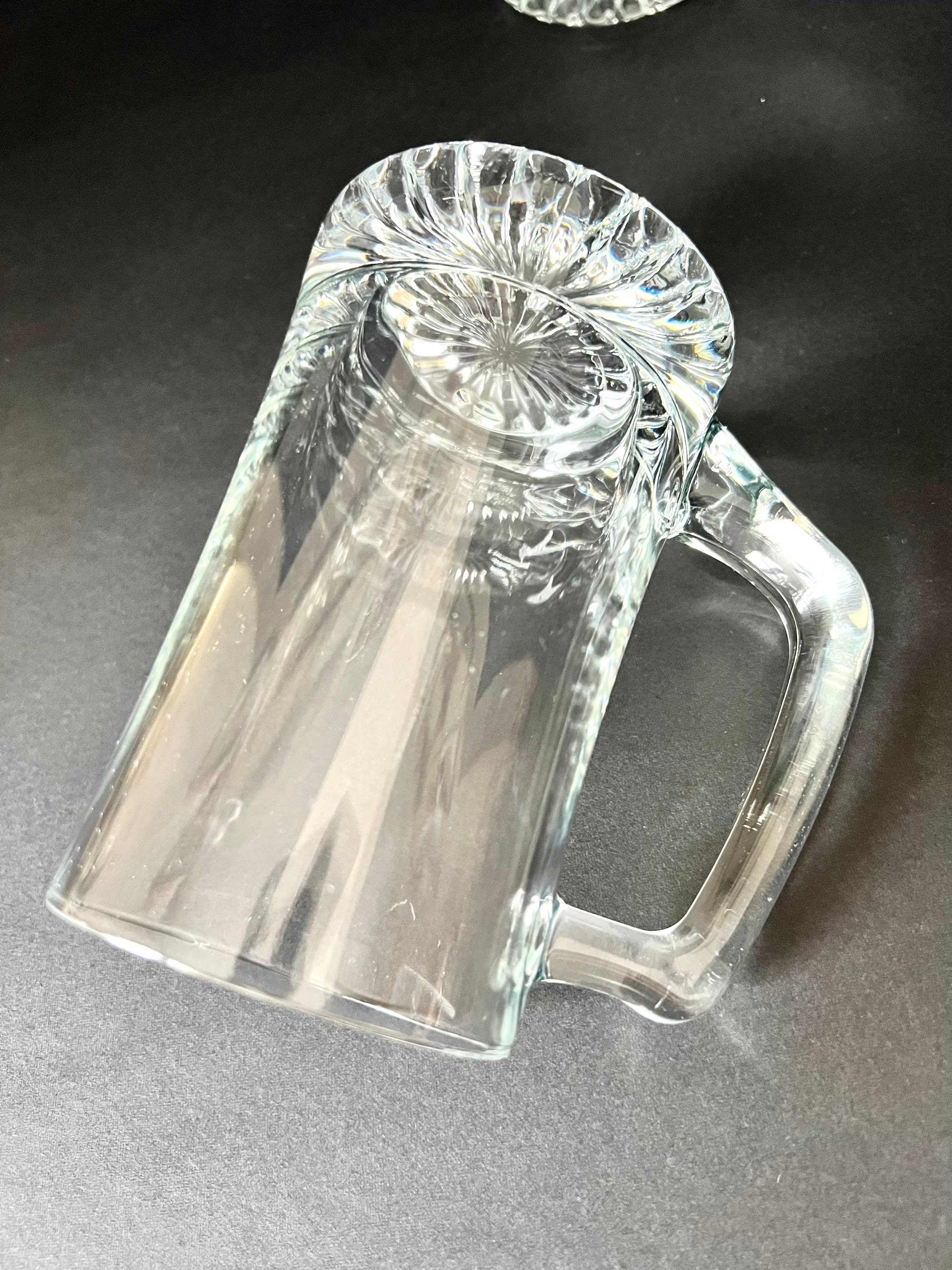 Vintage Clear Glass Beer Mugs With Handle Vintage Barware Beer Etched ...