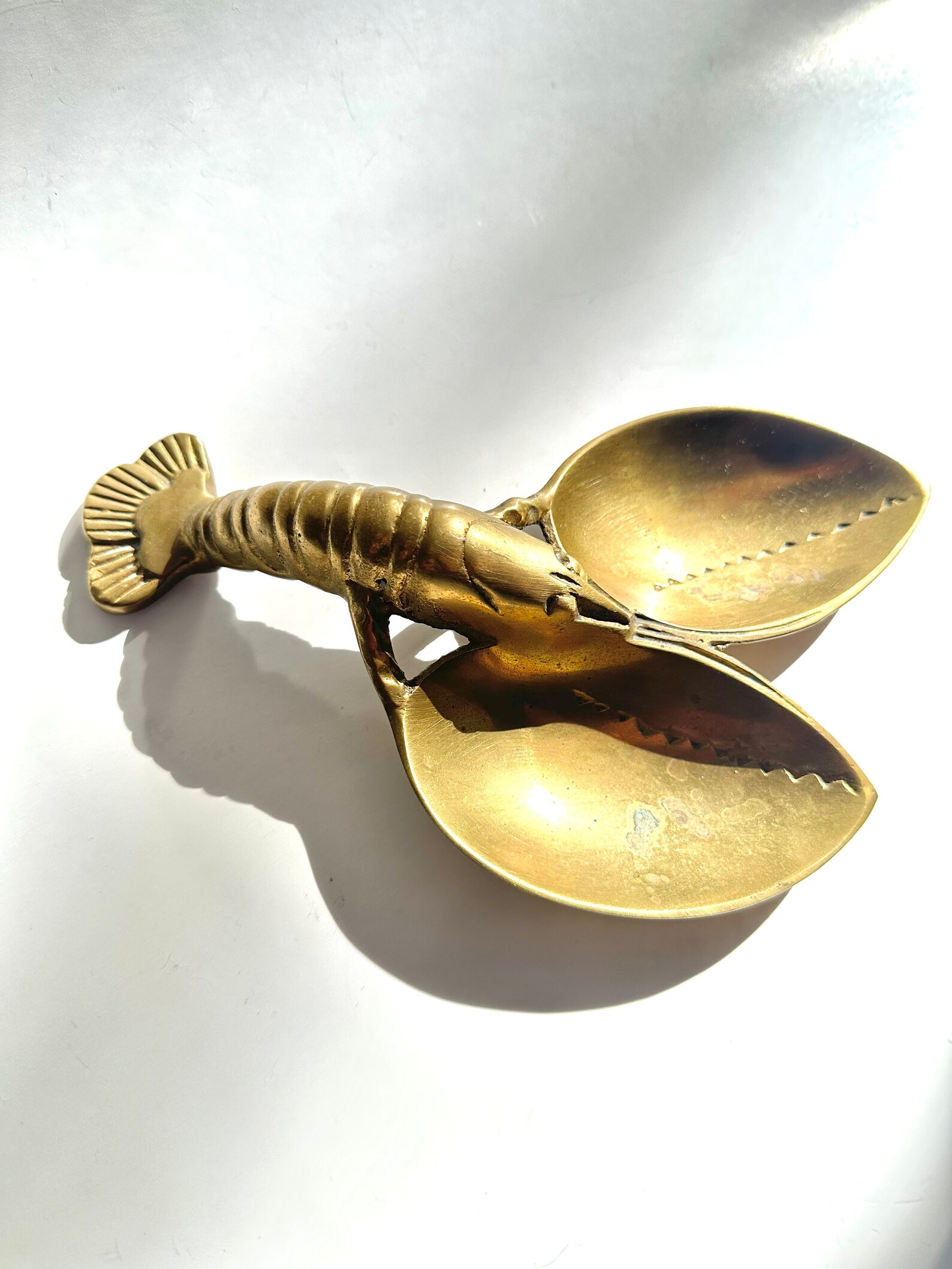 20th Century Solid Brass Lobster Tray Bowl Catch-all Large Brass ...