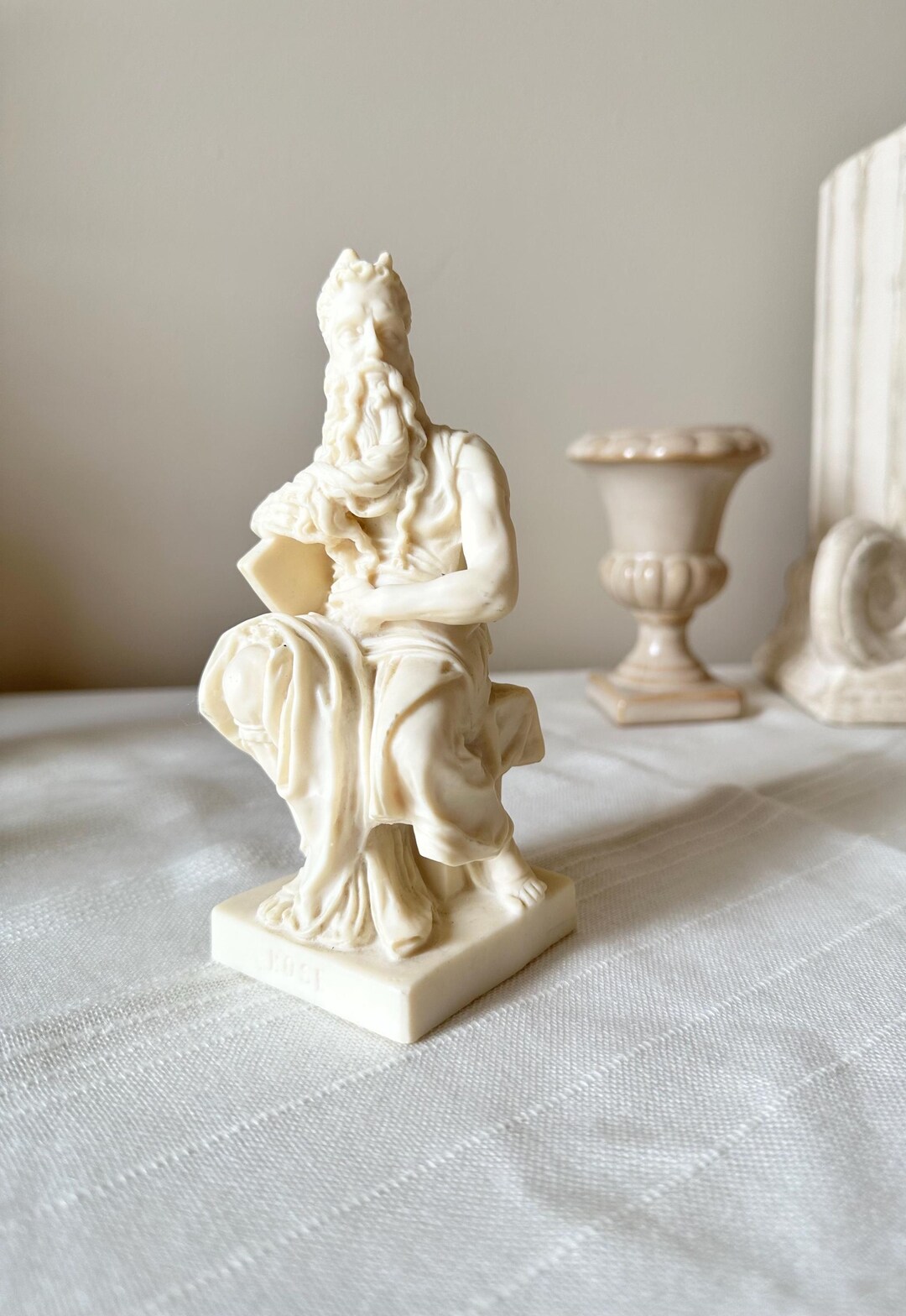 Vintage Marble Composite Statue Replica of Michelangelo Horned Moses ...