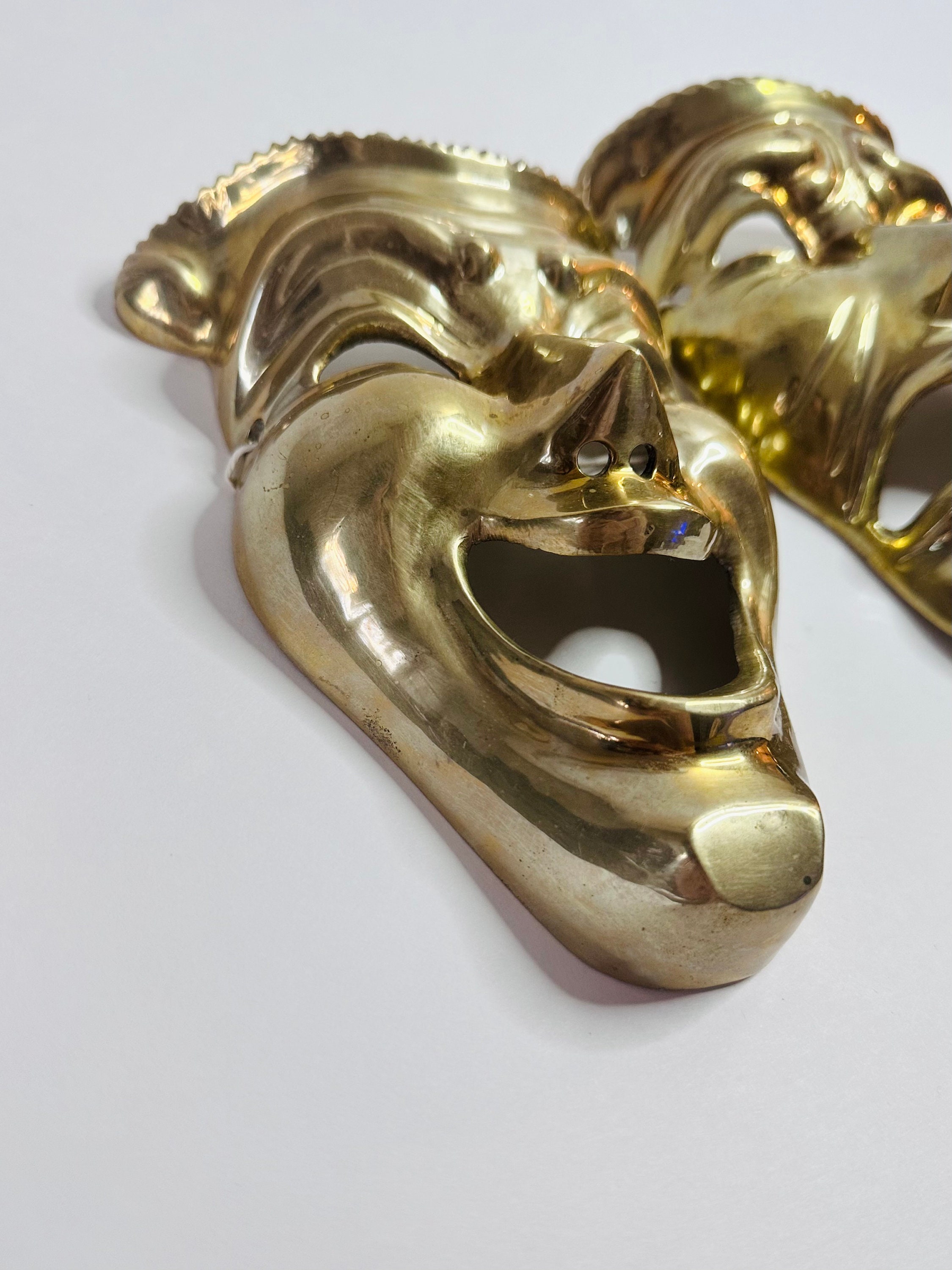 Vintage Solid Brass Theater Masks Vintage Pair of Tragedy and Comedy ...